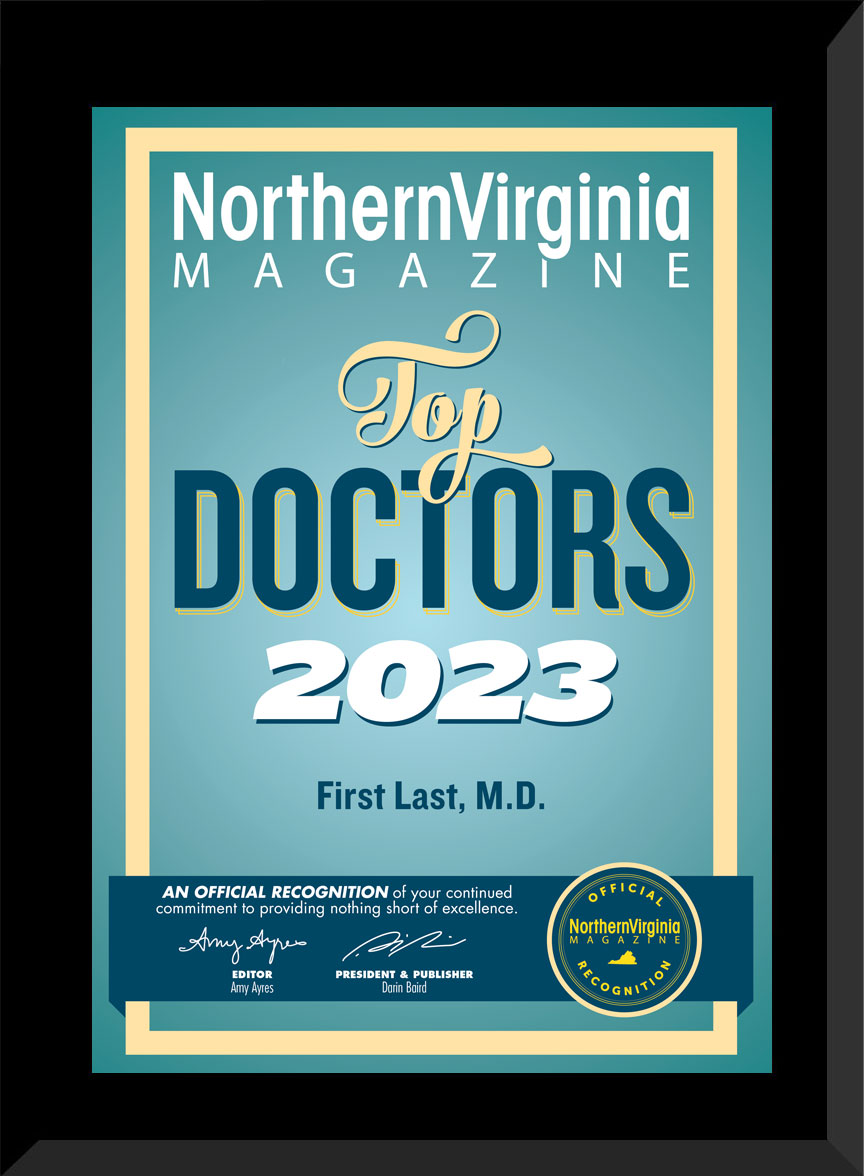2023 Top Doctors Plaque – Northern Virginia Magazine