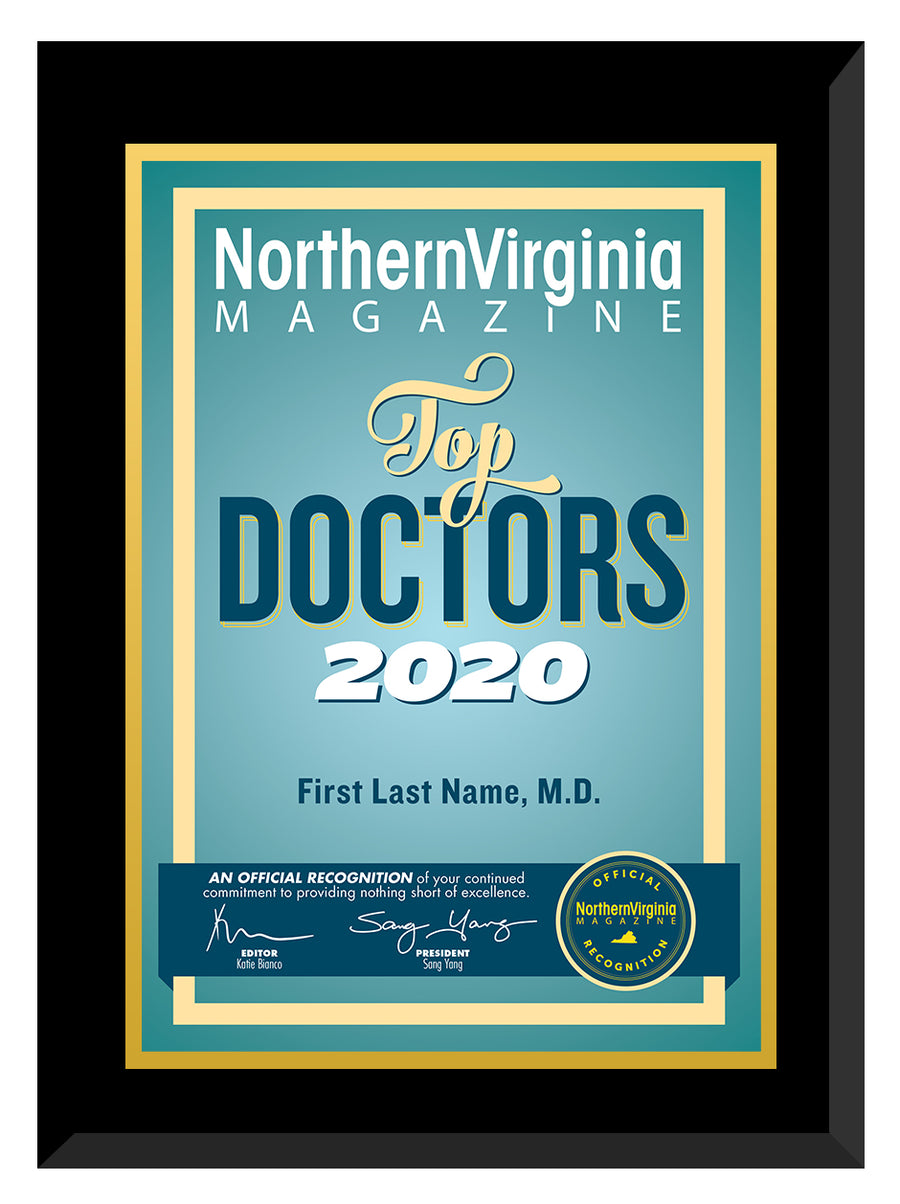 2020 Top Doctors Plaque – Northern Virginia Magazine