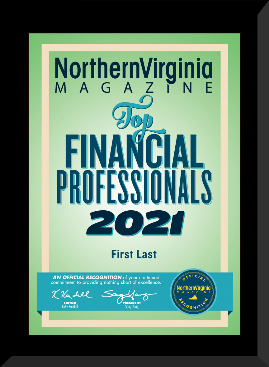 2021 Top Financial Professionals Plaque – Northern Virginia Magazine